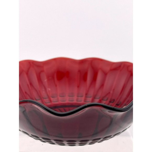 Accents | Vintage Cranberry Ruby Red Glass Bowl Ruffle Edge | Poshmark